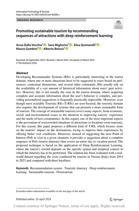 Pdf Promoting Sustainable Tourism By Recommending Sequences Of Attractions With Deep