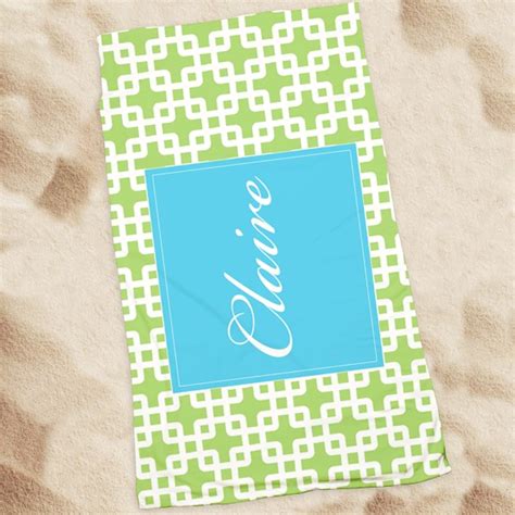 Beach Towel Green Bamboo Lavender Belle Design