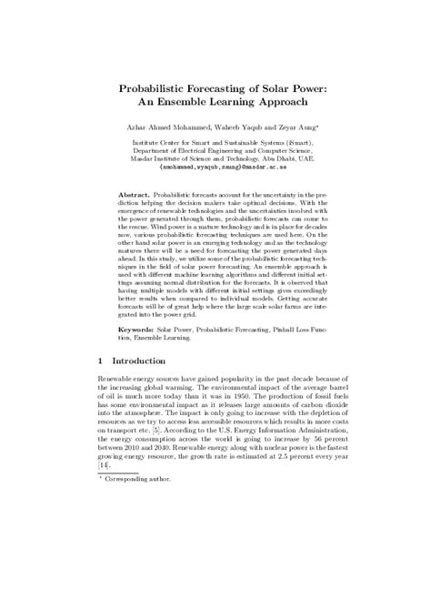 Pdf Probabilistic Forecasting Of Solar Power An Ensemble Learning