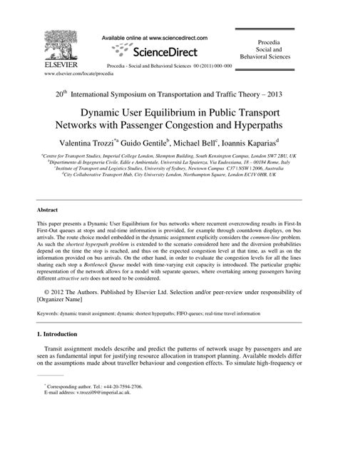 Pdf Dynamic User Equilibrium In Public Transport Networks With
