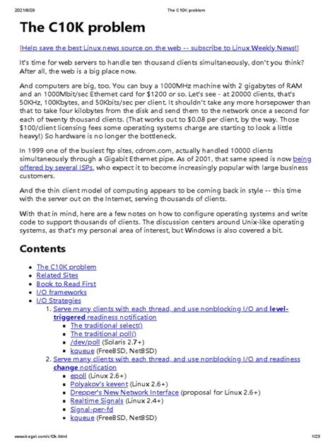 the c10k problem pdf thread computing networking