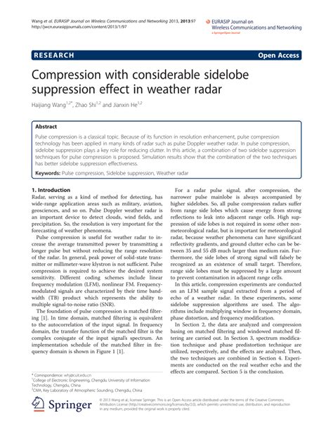 Pdf Compression With Considerable Sidelobe Suppression Effect In Weather Radar