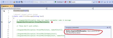 Argumentnullexception Does Not Report Parameter Name In Message Issue Dotnet Runtime