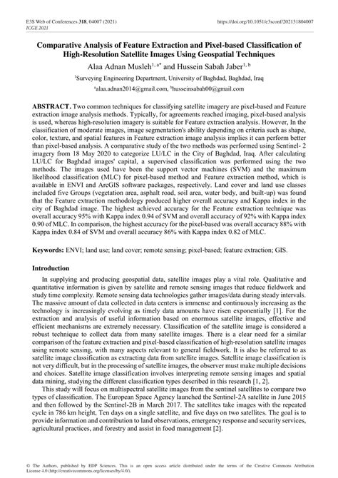 PDF Comparative Analysis Of Feature Extraction And Pixel Based Classification Of High