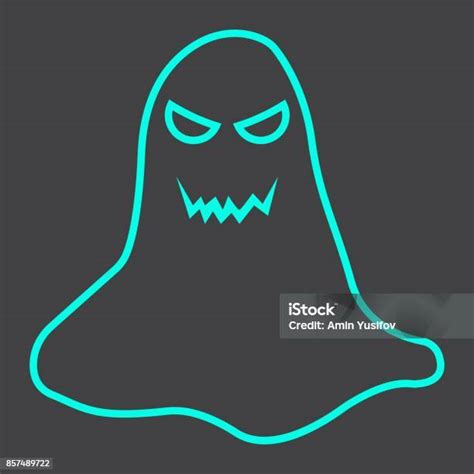 할로윈 유령 선 아이콘 및 기호 벡터 그래픽 검정색 배경 Eps 10에 선형 패턴 무서운 공포 10월에 대한 스톡 벡터 아트 및 기타 이미지 Istock