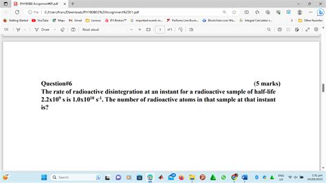 Solved Question6 5 Marks The Rate Of Radioactive