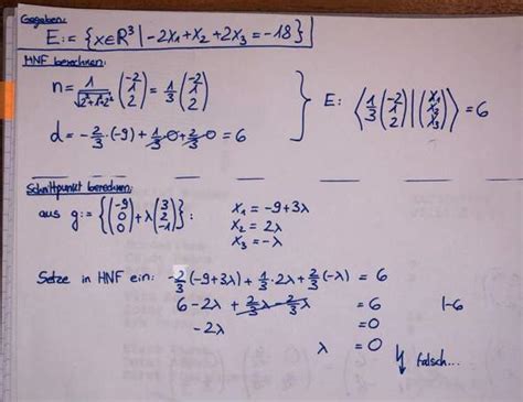 Hesse Normalform Ebene Fehler Rechnen Funktion Gleichungen