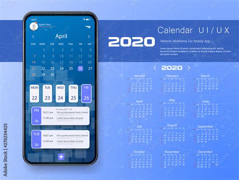 Calendar Application Template With To Do List And Tasks Ui Ux Design