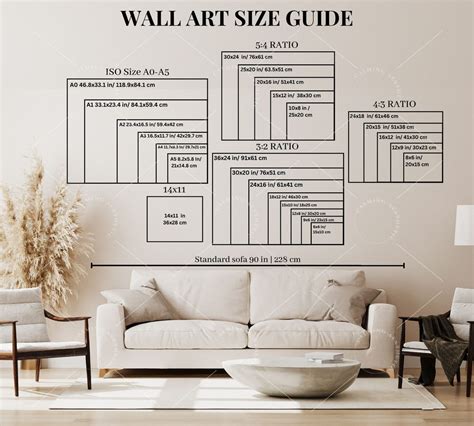 Horizontal Size Guide Set Wall Art Size Guide Frame Size Print Size Poster Size Chart Frame