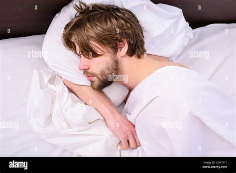 Man Unshaven Handsome Relaxing Bed Power Napping May Help You Get Through Day Have Nap Relax