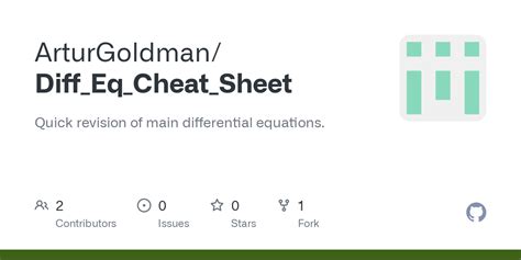 Github Arturgoldman Diff Eq Cheat Sheet Quick Revision Of Main Differential Equations
