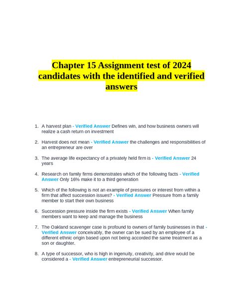 Chapter 15 Assignment Test Of 2024 Candidates With The Identified And