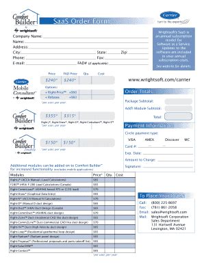 Saas Order Form Template Fill Online Printable Fillable Blank PdfFiller