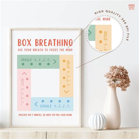 Box Breathing Technique Breathing Poster Mental Health Calming Corner School Counselor