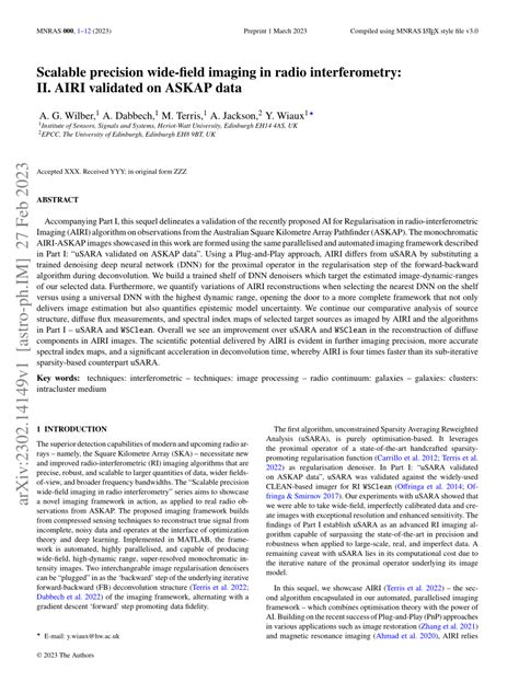 Pdf Scalable Precision Wide Field Imaging In Radio Interferometry Ii Airi Validated On Askap