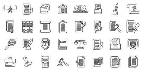 공증 서비스 아이콘 세트 고객을 위한 법률 자문과 정의를 제공하는 로펌 검은색에 대한 스톡 벡터 아트 및 기타 이미지 검은색 고소 공증인 Istock