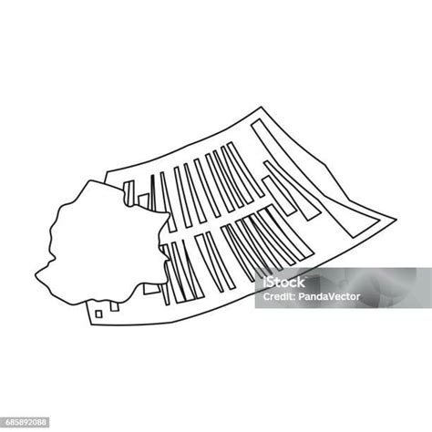 흰색 배경에 고립 개요 스타일에서 구겨진된 종이 아이콘 쓰레기와 쓰레기 주식 벡터 일러스트 레이 션 심볼 0명에 대한 스톡 벡터 아트 및 기타 이미지 Istock