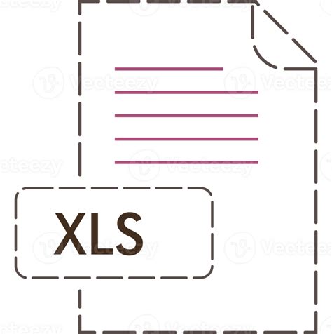 Xls File Format Icon Rounded Dashed Outline Art 57326355 Png