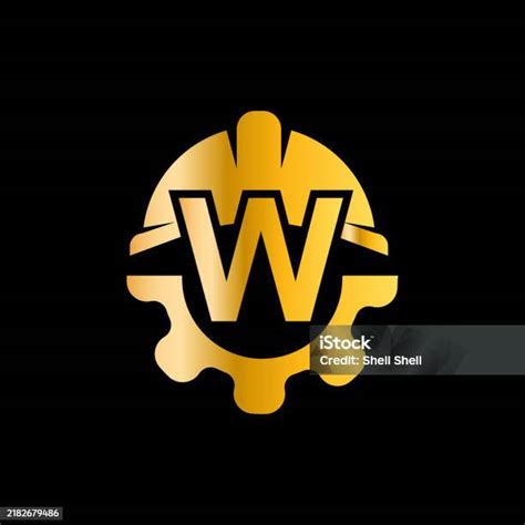 편지 W 헬멧 및 기어 로고 디자인 템플릿 기어 엔지니어 로고 디자인 벡터 0명에 대한 스톡 벡터 아트 및 기타 이미지 0명 기하 기하 도형 Istock