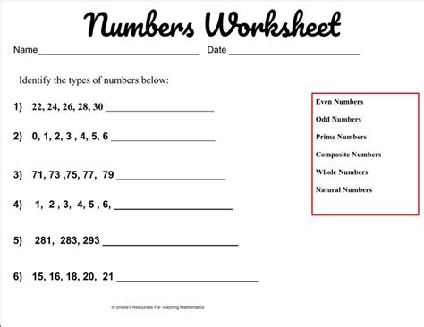 Numbers Worksheet Teaching Mathematics Teaching Mathematics