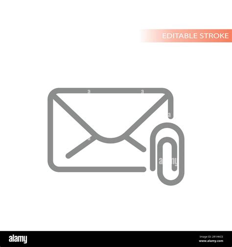 Letter And Paperclip Line Vector Icon Envelope Mail Email With Attached File Or Files