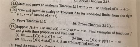solved 12 prove theorem 2 15 o instead of x oo 13 state