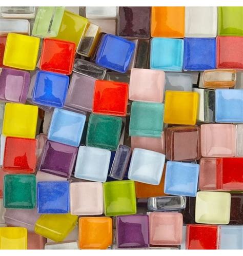 혼합 모자이크 조각 모듬 색상 사각형 반짝이 유리 타일 Diy 공예품용 용품 파란색 보라색 녹색 100g 티몬
