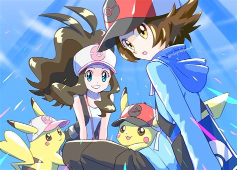Pikachu Hilda And Hilbert Pokemon And 1 More Drawn By