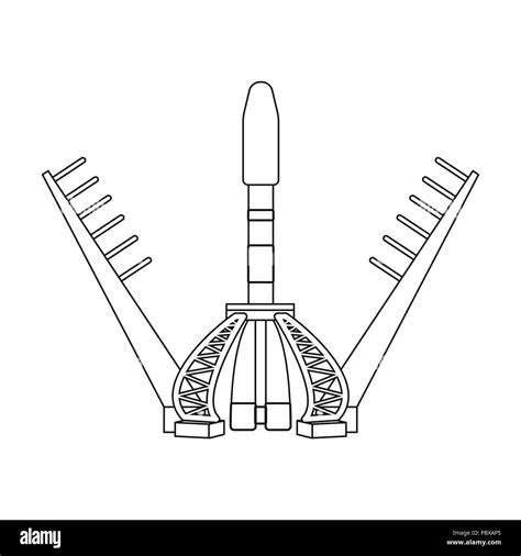 Launch Of The Spaceship Space Technology Single Icon In Outline Style Vector Symbol Stock