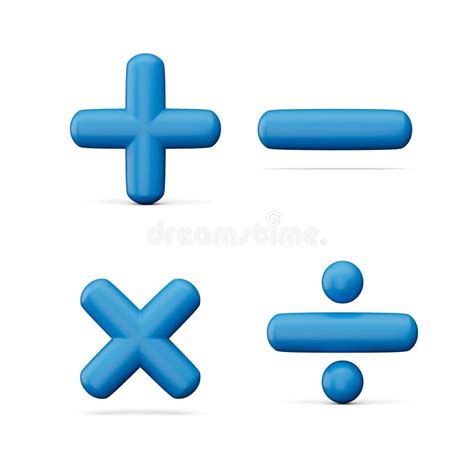 3d Plus Minus Multiply And Divide Signs On White Background 3d Illustration Stock