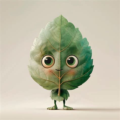귀여운 잎 만화 일러스트레이션 무료 사진
