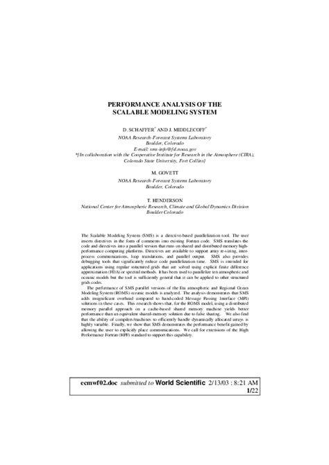 pdf performance analysis of the scalable modeling system