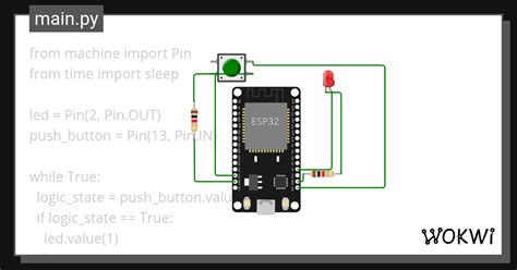 Push Button Wokwi Esp32 Stm32 Arduino Simulator