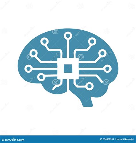Digital Brain Human Brain With Digital Chip Symbol Of Ai And Technological Advancement Cartoon