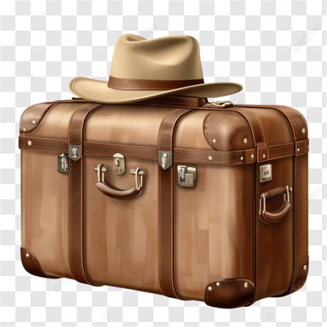복고풍 여행용 가방과 페도라 모자 빈티지 가방 가죽 수하물 여행 모자 Png 일러스트 및 이미지 에 대한 무료 다운로드 Pngtree