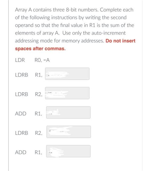 Solved Array A Contains Three 8 Bit Numbers Complete Each