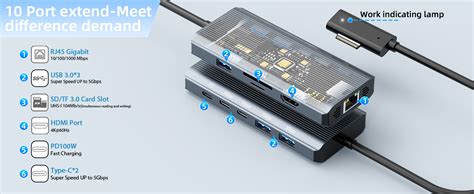 New For Microsoft Surface Dock 2 10 In 1 Surface Docking Station With 4k 60hz Hdmi