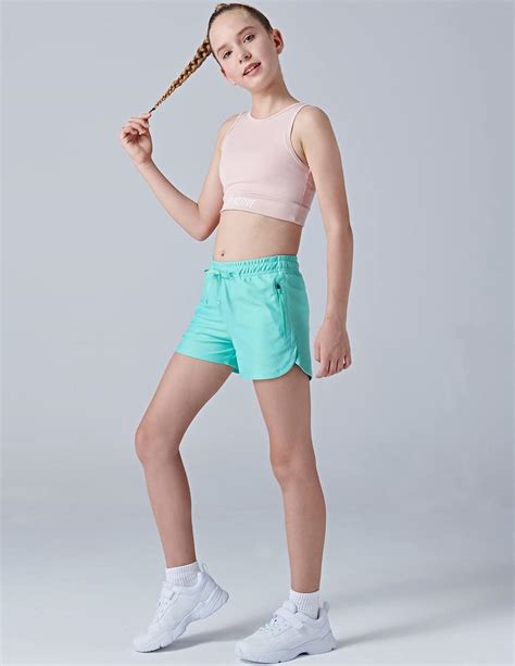 4 Pack Youth Girls Soccer Shorts Set With Zipper Pockets Large Size