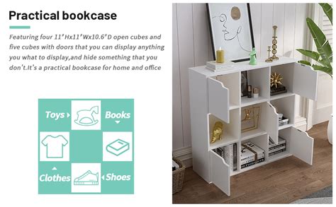 Oschf 9 Cube Storage Shelf Bookcase Wooden 3 Tier Floor Standing Open Bookshelf