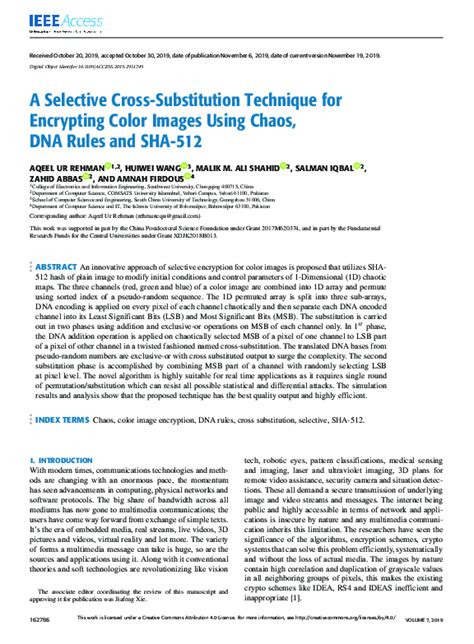 Pdf A Selective Cross Substitution Technique For Encrypting Color Images Using Chaos Dna