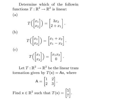 solved determine which of the following functions t r2