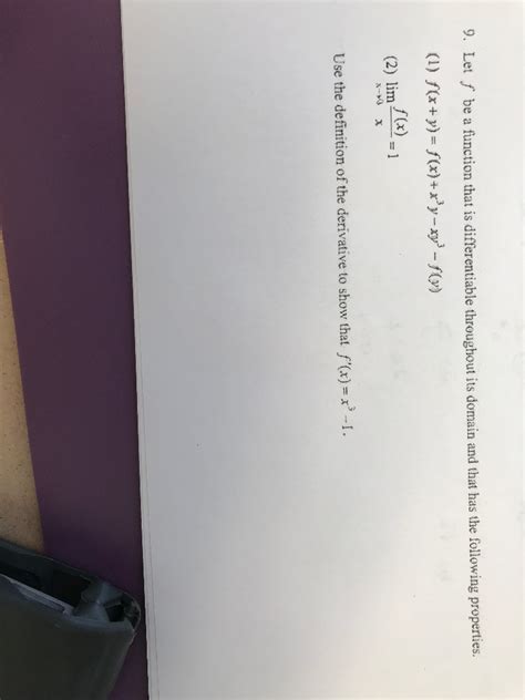 Solved 9 Let F Be A Function That Is Differentiable Chegg Com