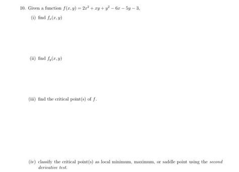 Solved Given A Function Fxy2x2xyy2−6x−5y−3 I Find