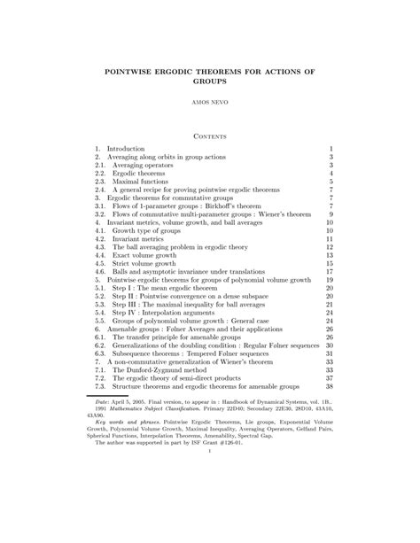 Pdf Chapter 13 Pointwise Ergodic Theorems For Actions Of Groups