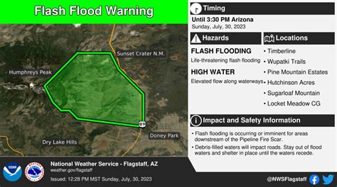 Nws Issues Flash Flood Warning For Pipeline Fire East Area