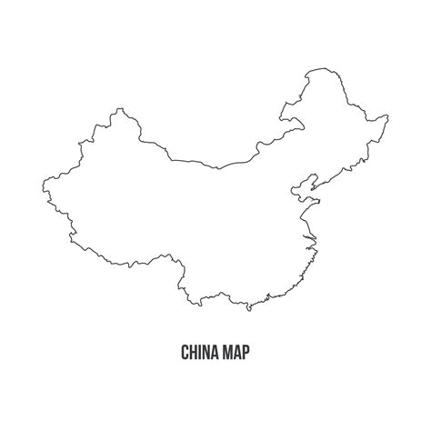 Illustration Of A China Map Outline Isolated On A White Background