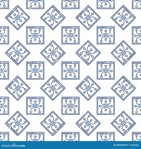 Web Browser With Ai Vector Artificial Intelligence Website Outline Seamless Pattern Stock