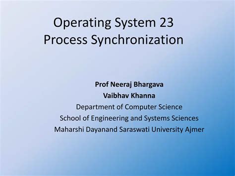 Operating System 23 Process Synchronization Ppt