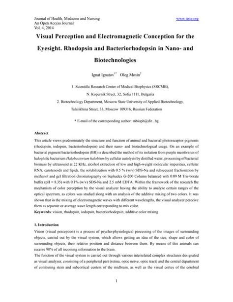 Visual Perception And Electromagnetic Conception For The Pdf