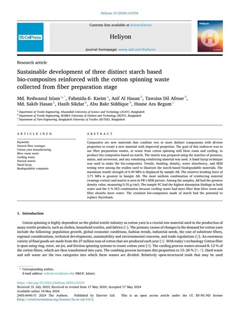 Md Redwanul Islam On Linkedin Heliyon Cellpress